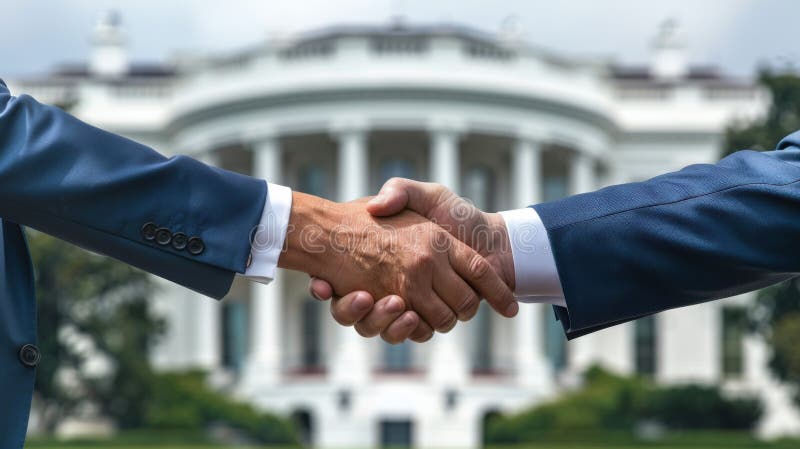 Two Men Shaking Hands. Signing an Important Agreement. Stock ...