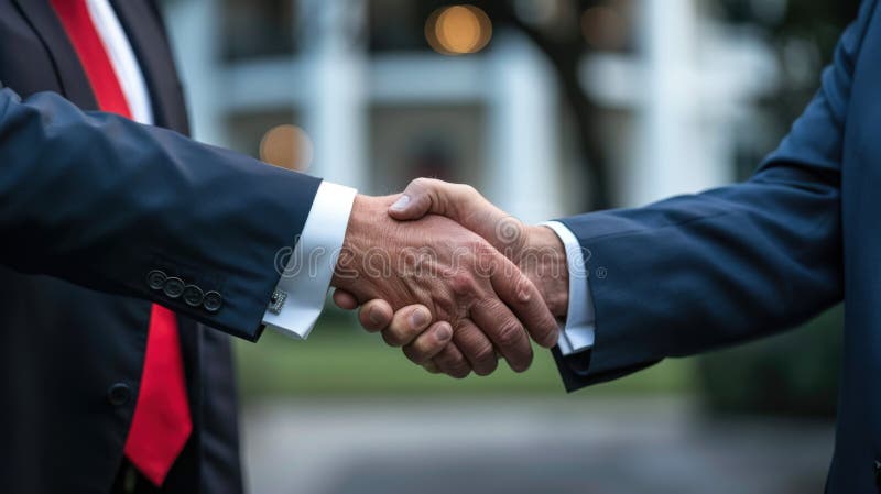 Two Men Shaking Hands. Signing an Important Agreement. Stock ...