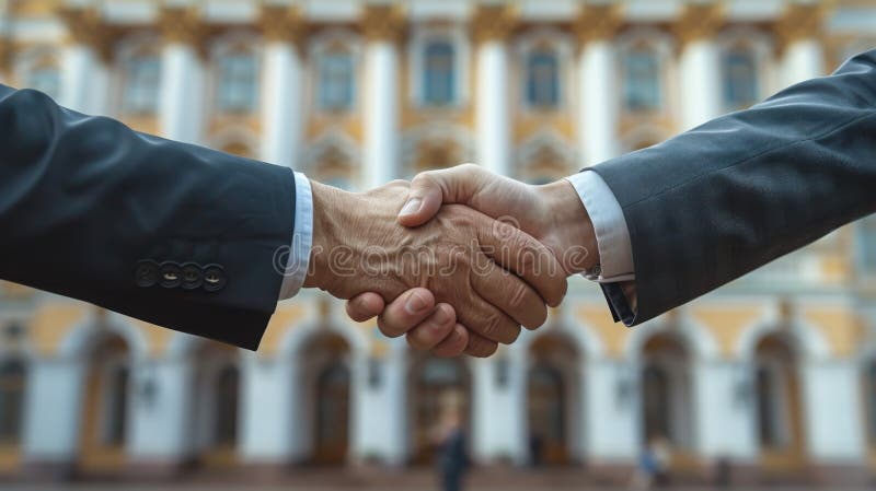 Two Men Shaking Hands. Signing an Important Agreement. Stock ...