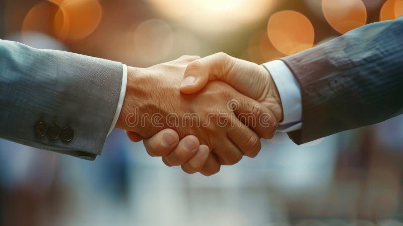 Two Men Shaking Hands. Signing an Important Agreement. Stock ...
