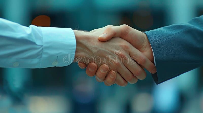 Two Men Shaking Hands. Signing an Important Agreement. Stock ...