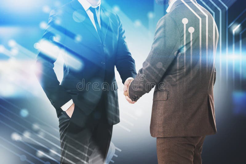 Two Men Shaking Hands, Technology Concept Stock Photo - Image of ...