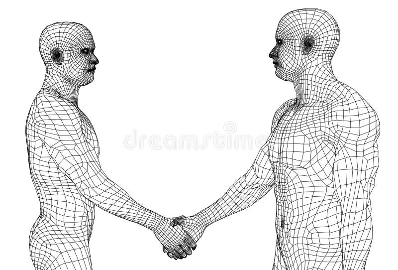 Two 3d People Shaking Hands Stock Illustration - Illustration of ...