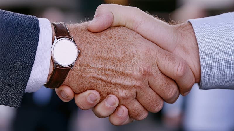 Two Men Shaking Hands with a Watch on the Wrist of One, AI Stock Image ...