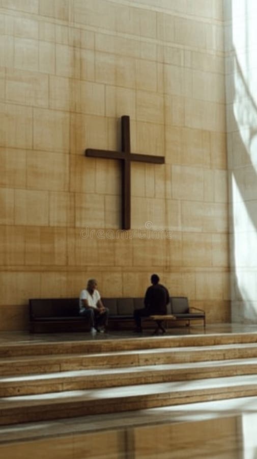Two Men Having a Conversation on a Bench in a Church Stock Image ...
