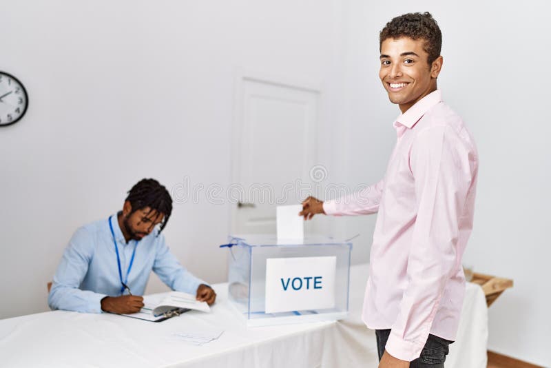 Two Men Smiling Confident Voting at Electoral College Stock Image ...