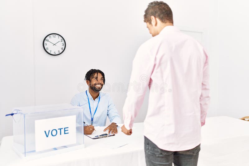 Two Men Smiling Confident Voting at Electoral College Stock Image ...