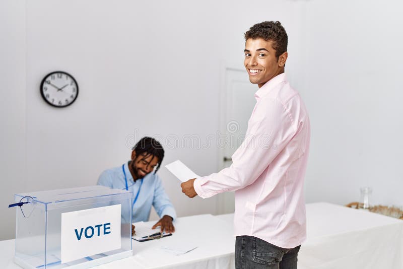 Two Men Smiling Confident Voting at Electoral College Stock Image ...