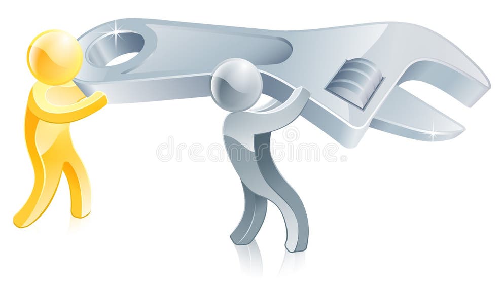 Two men with spanner stock vector. Illustration of mascots - 51659832