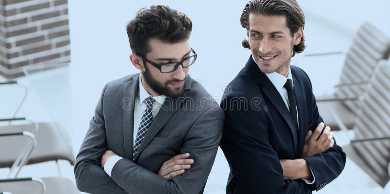Two Men Standing Back To Back and Support Each Other Stock Image ...
