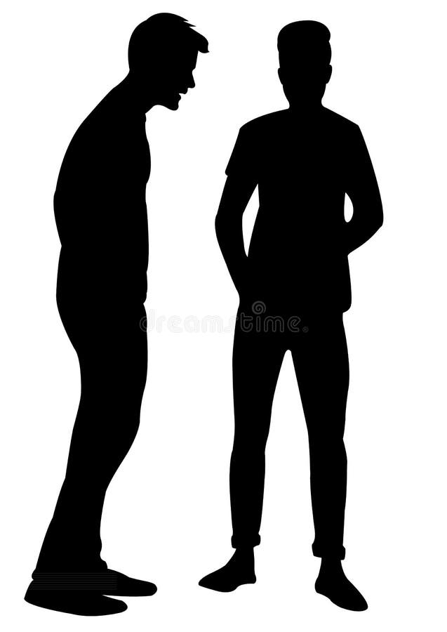 Silhouettes of Two Men Standing Stock Vector - Illustration of adult ...