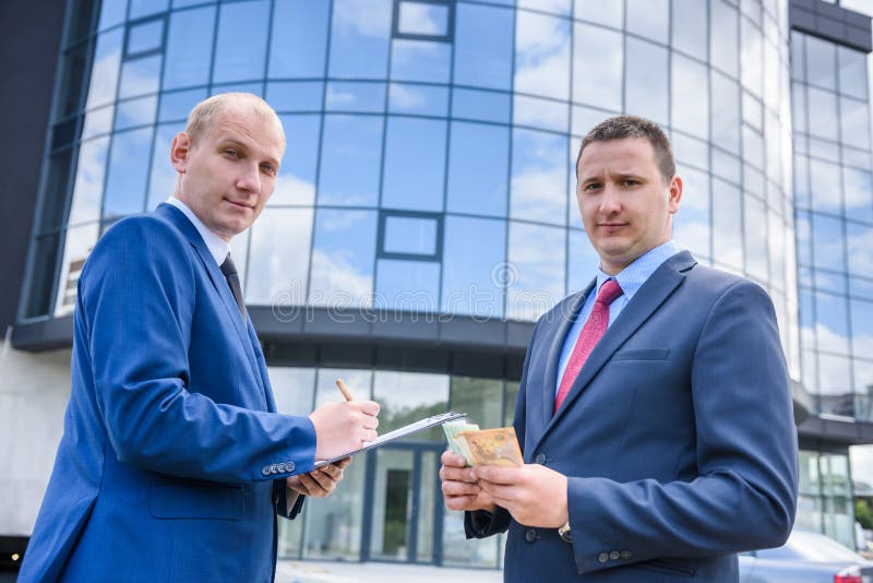 Two Men in Suit Making Deal Outdoors Stock Photo - Image of discussion ...