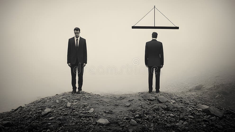 Two Men in Suits Contemplating Their Choices. Stock Image - Image of ...