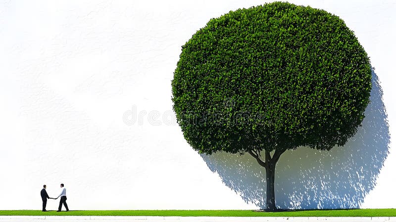 Two Men in Suits Exchanging Greetings Near a Tree. Stock Photo - Image ...