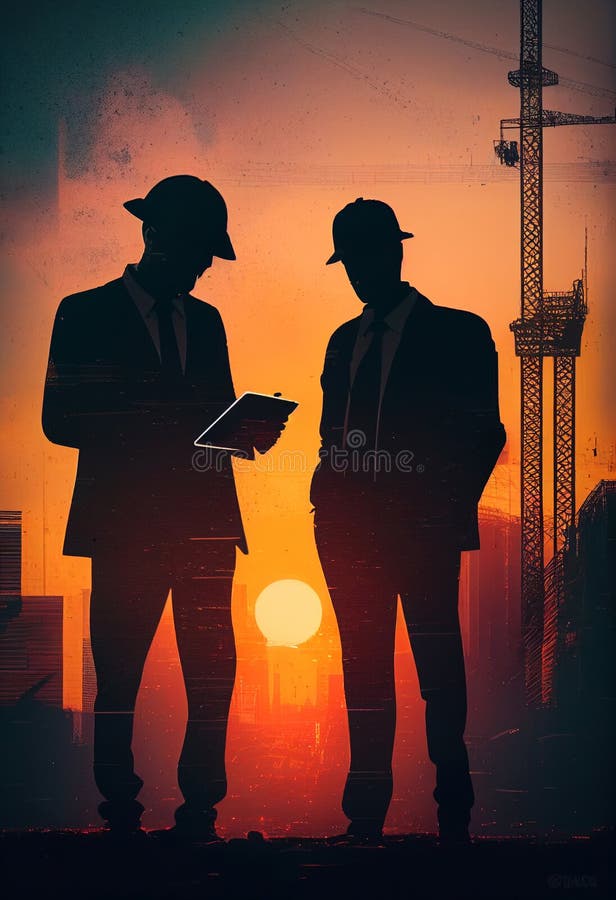 Two Men Standing in Front of a Building Under Construction. AI ...