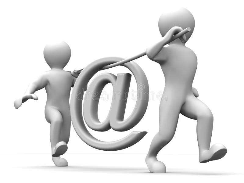 Two Men with Symbol for Mail Stock Illustration - Illustration of ...