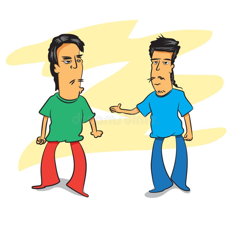 Two men talking and smile stock illustration. Illustration of dialog ...