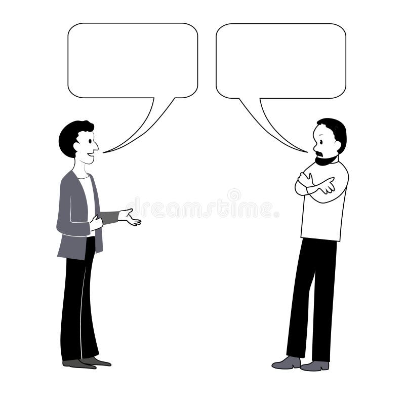 Two Men are Talking. Vector Black Outline Image. Stock Vector ...