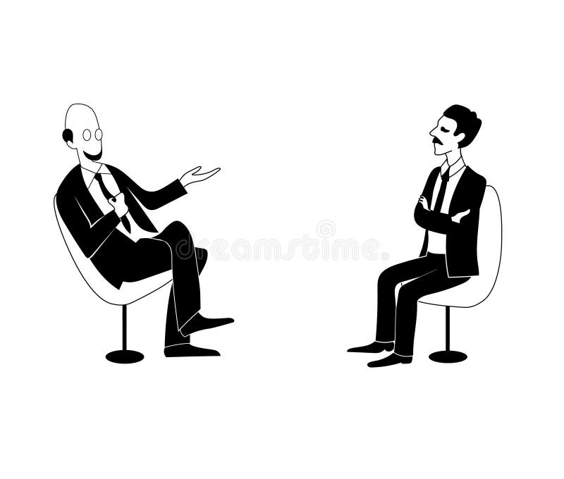 Two Men are Talking. Vector Black Outline Image. Stock Vector ...