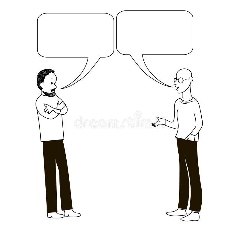 Two Men are Talking. Vector Black Outline Image. Stock Vector ...