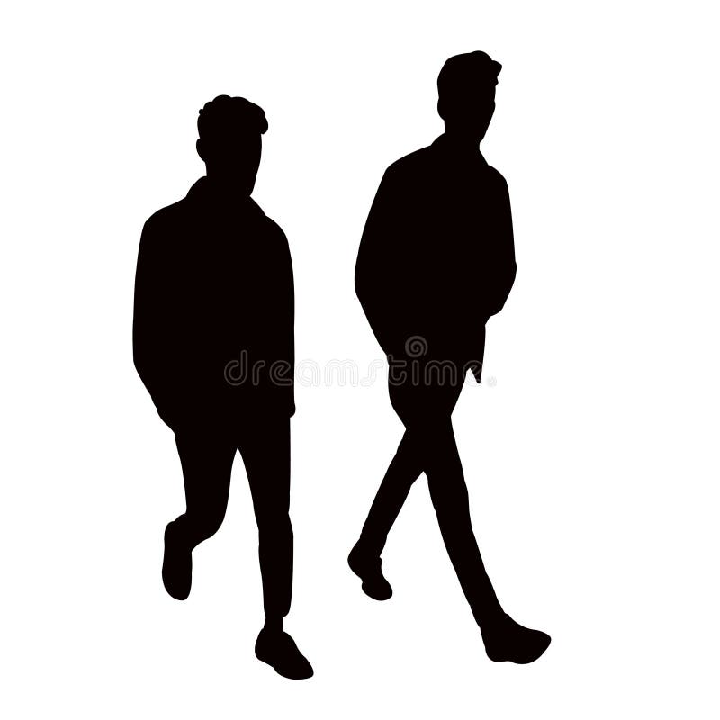 Two Men Walking Body Silhouette Vector Stock Vector - Illustration of ...