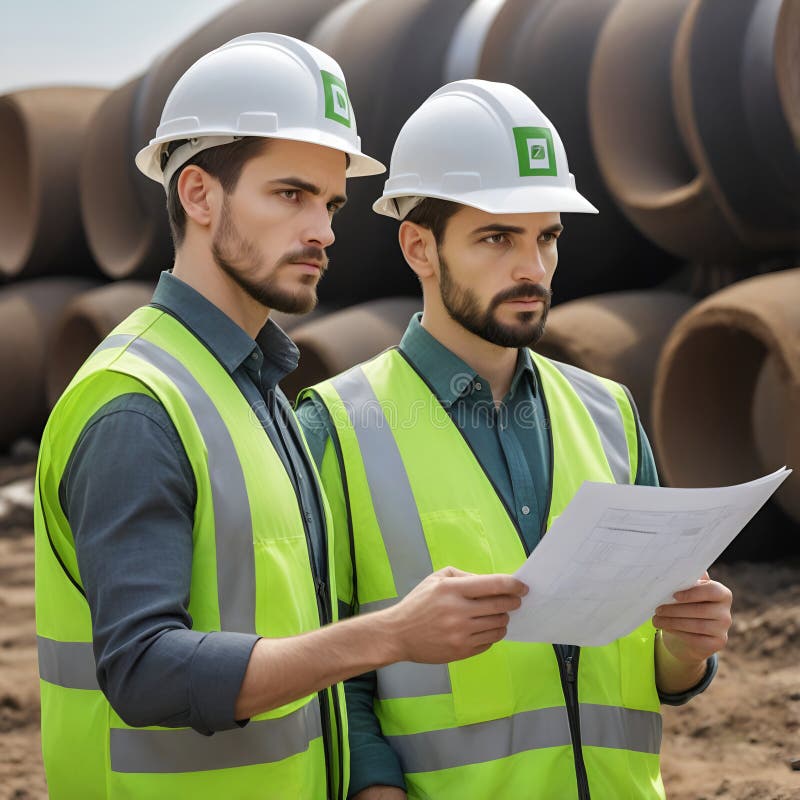 Two Men Wearing Hard Hat Two Environmental Inspectors Conducting ...