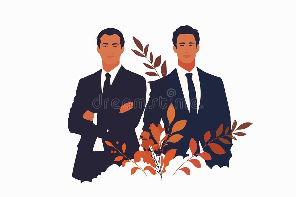 Two Men Wedding Isolated Vector Style Stock Vector - Illustration of ...