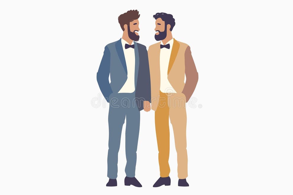 Two Men Wedding Isolated Vector Style Stock Vector - Illustration of ...