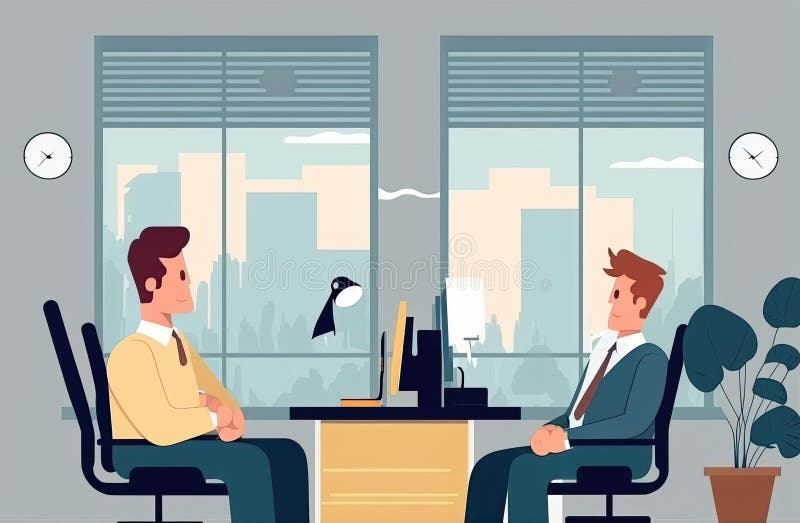 Two Men Wor in the Office Together. Generative Ai Stock Illustration ...