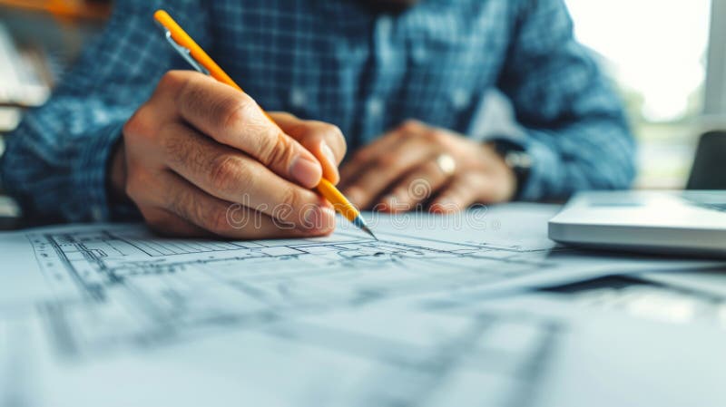 Two Men Working on Blueprints at a Table Stock Photo - Image of busy ...