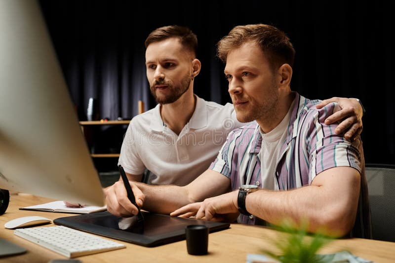 Collaborative Minds: Two Men Engrossed Stock Photo - Image of sitting ...
