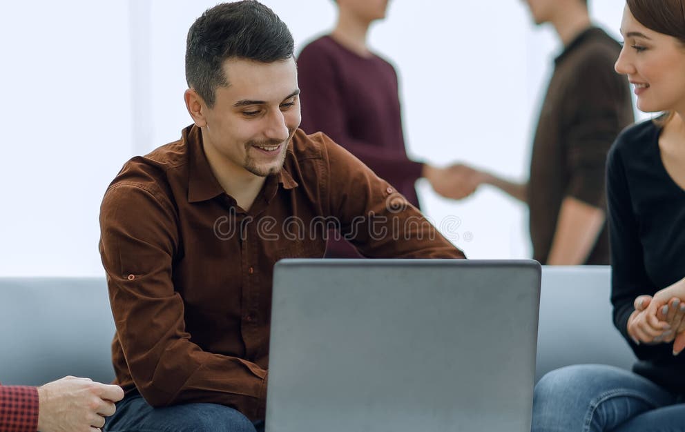 Two Men Working on Laptop in the Office. Stock Image - Image of ...
