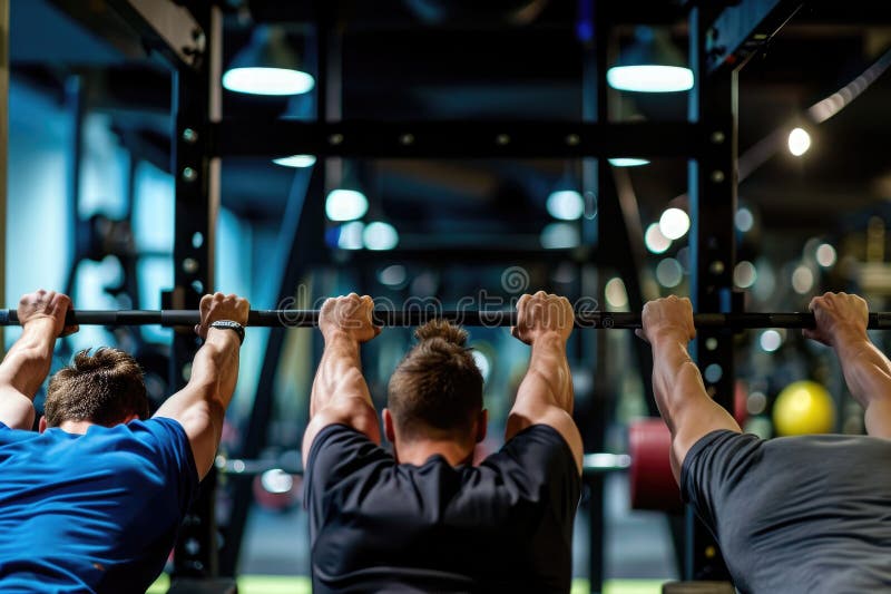 Two Men are Working Out with Barbells, Engaging in Strength Training ...