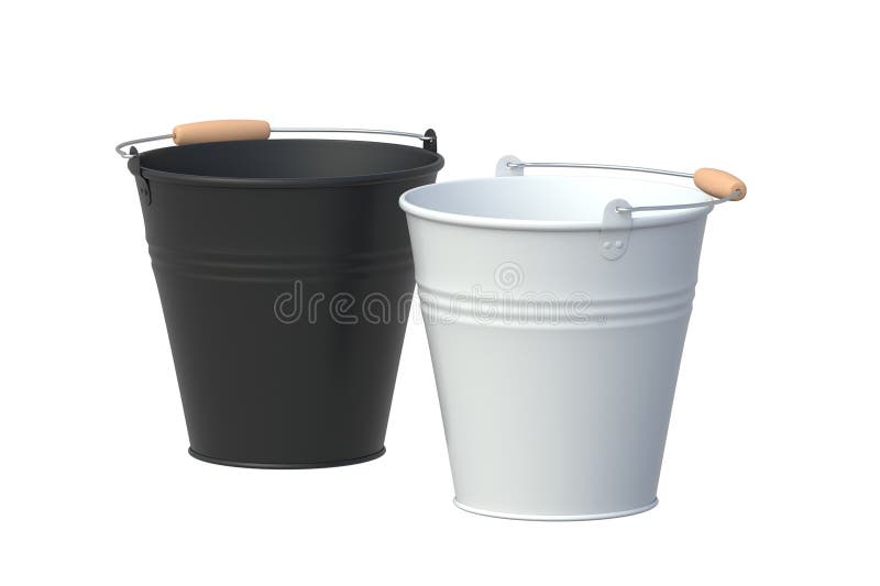 Two Metal Buckets Isolated on White Background Stock Illustration ...