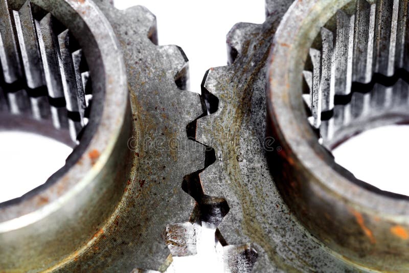 Two metal cog gears stock photo. Image of interlocking - 56673038