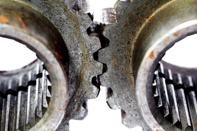 Two metal cog gears stock image. Image of mechanism, interlocking ...