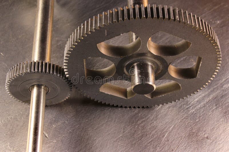 Two Metal Cogged Wheels on Steel Background Stock Photo - Image of cogs ...