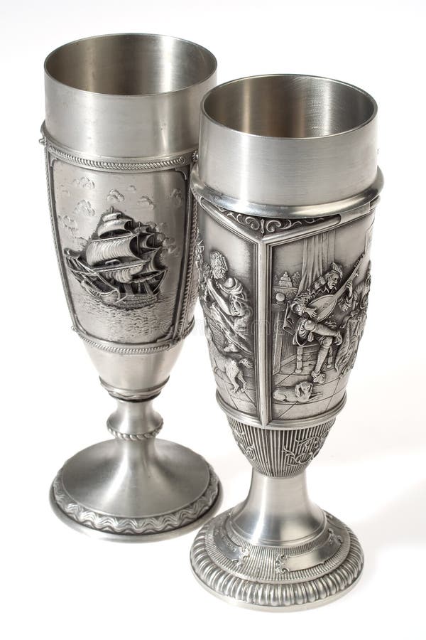 Metal Goblets and Decanter Set Stock Photo - Image of goblets, drinks ...