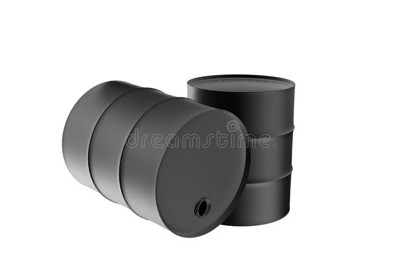 Two Metal Industrial Oil Barrels 3D Rendering Stock Illustration ...