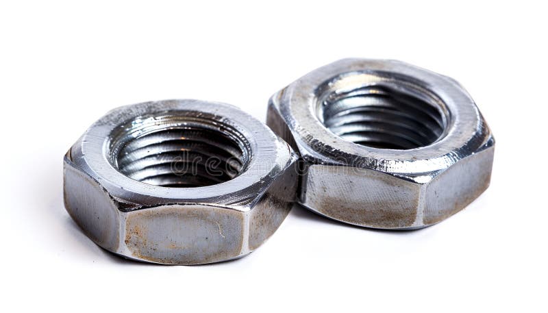 Two Metal Nyloc Nuts on White Background Stock Image - Image of ...