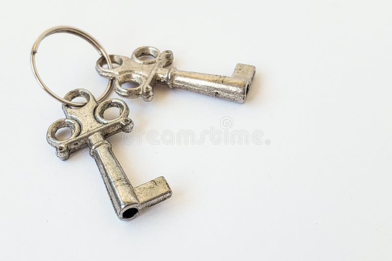 Two Metal Retro Keys on a White Background, Copyspace Stock Image ...