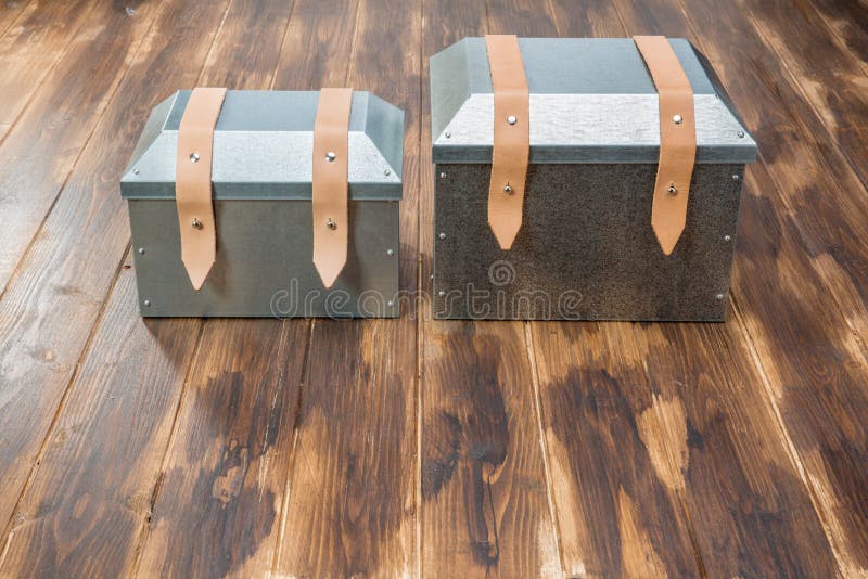 Two Metal Tool Box on Wooden Table Stock Image - Image of blank, shot ...