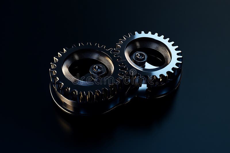 Two Metallic Gears Interlocked, Forming an Infinity Symbol Against a ...