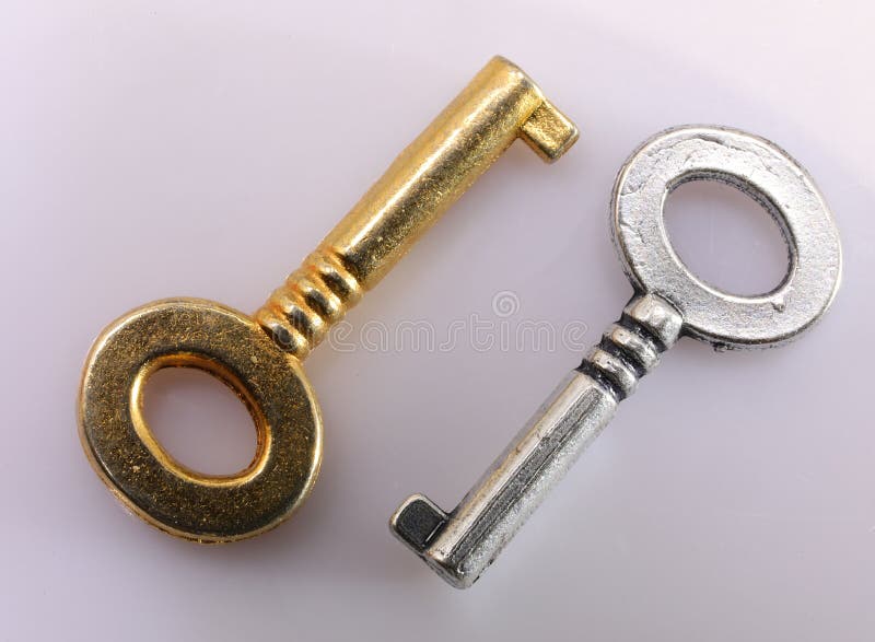 Two Metallic Key of Silver and Golden Color Stock Photo - Image of ...