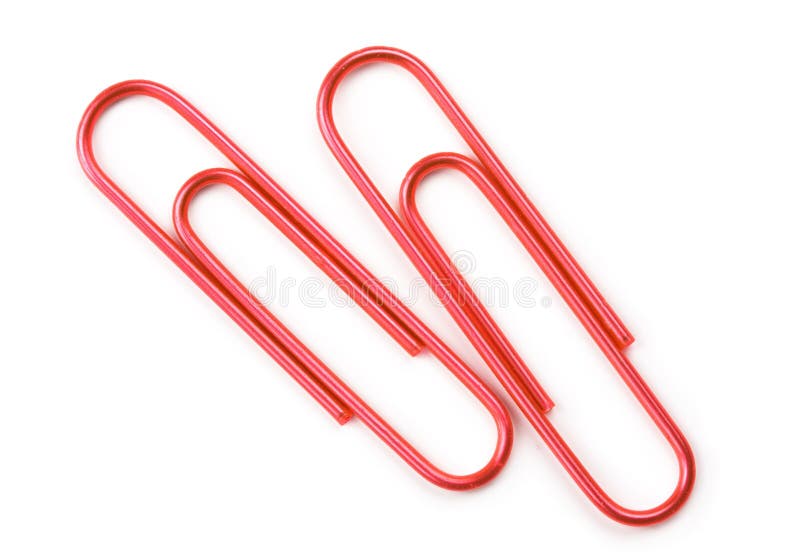 Two Metallic Red Paper Clips Isolated on White Stock Photo - Image of ...