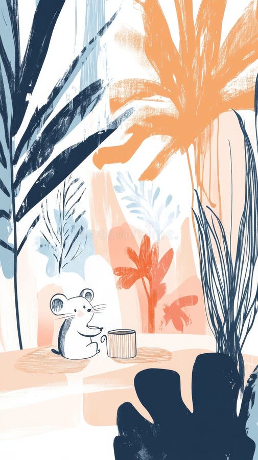 Two Mice Delighting in Afternoon Tea Amidst Bright Flowers Stock Photo ...