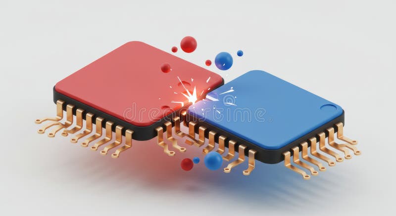 Colliding Microchips stock illustration. Illustration of diagram ...