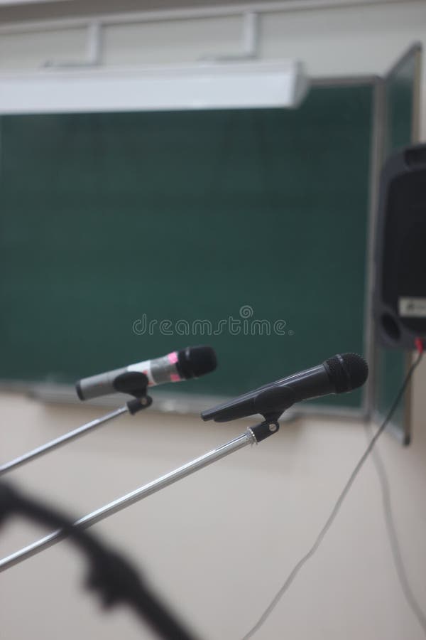 Two Microphones. Microphone Large Frame Stock Image - Image of computer ...
