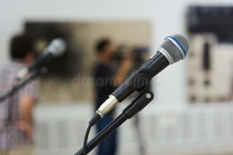 Two microphones on stage stock image. Image of karaoke - 54150561