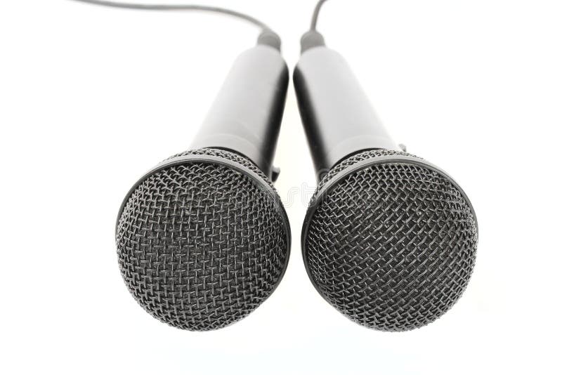 Two Microphones on a White Background- Var. 1 Stock Image - Image of ...